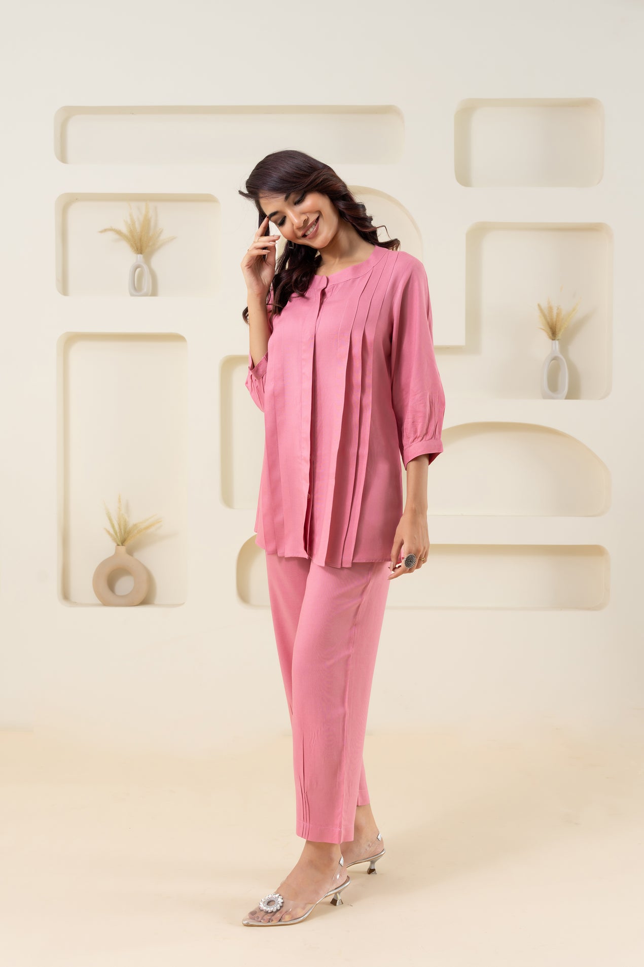 White Flower Abstract Printed Pure Cotton Coordset – GulaboSitabo